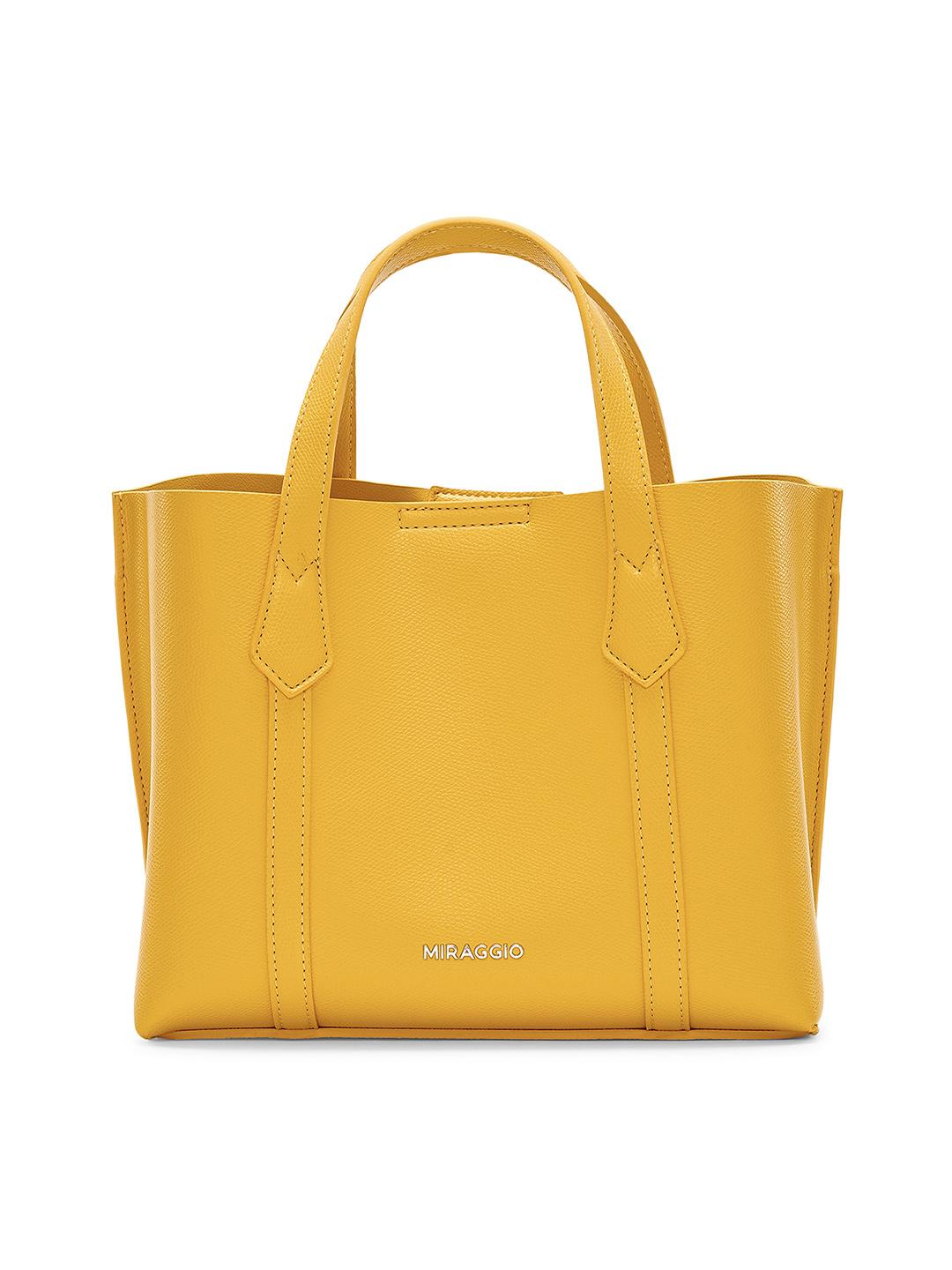 Buy MIRAGGIO Yellow Solid Mini Tote Bag With Sling Strap - Handbags for ...