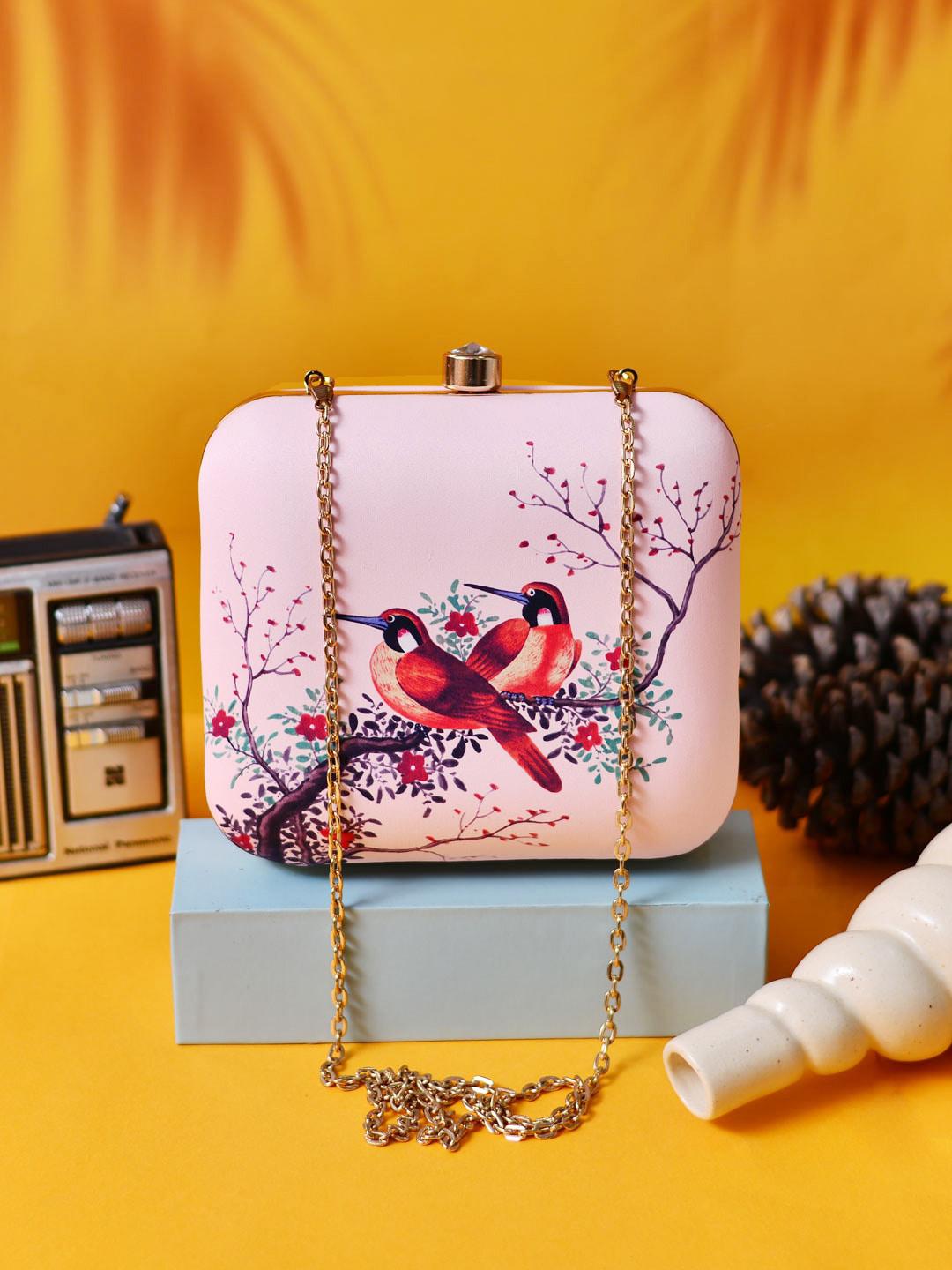 Buy ARTKLIM Pink & Blue Printed Box Clutch - Clutches for Women ...