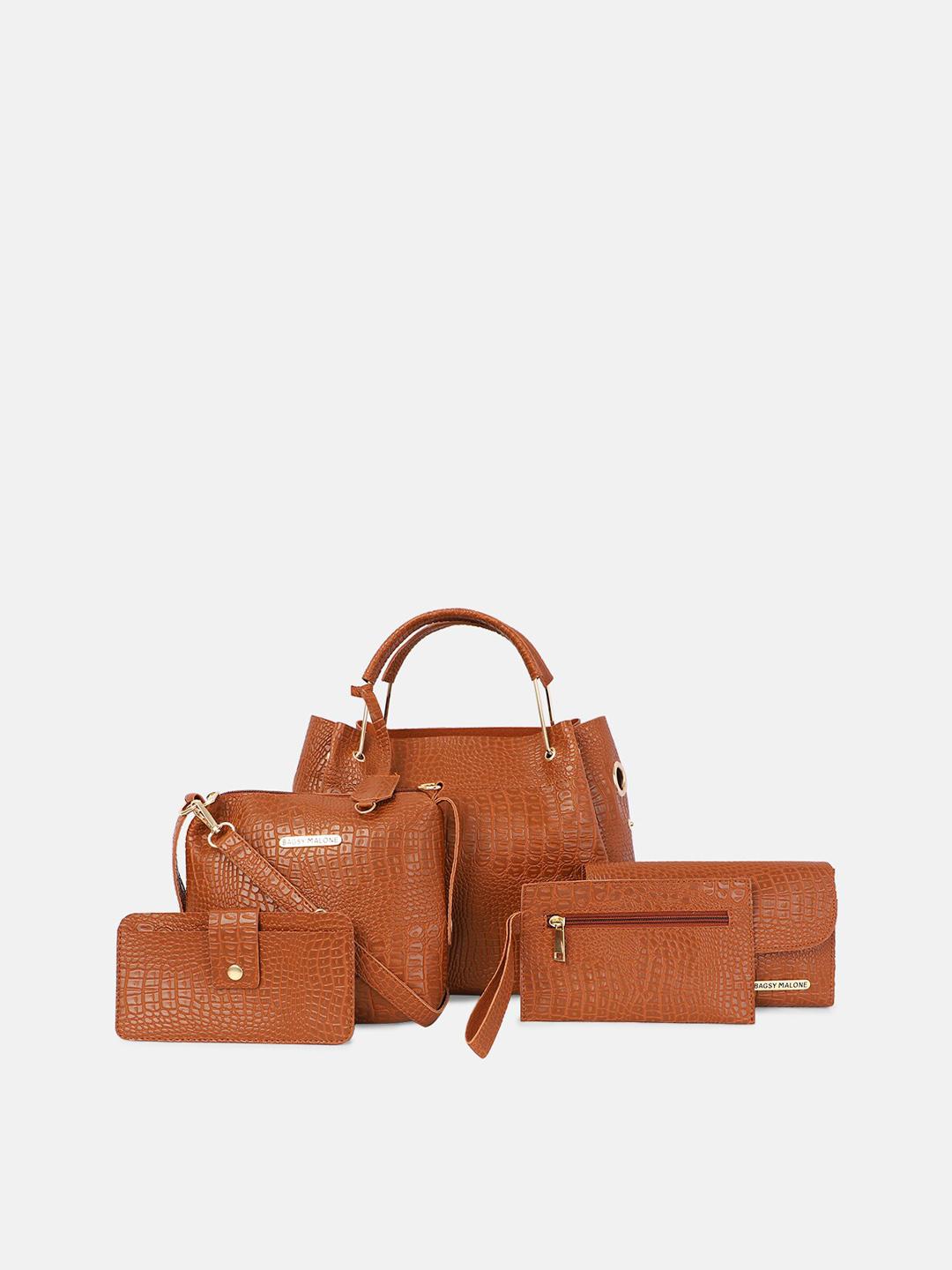 Buy Bagsy Malone Women Tan Textured Combo 4 Pieces PU Half Moon ...