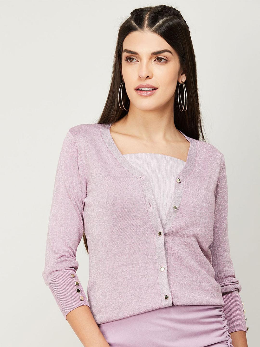 Buy CODE By Lifestyle Women Purple Cardigan - Sweaters for Women ...