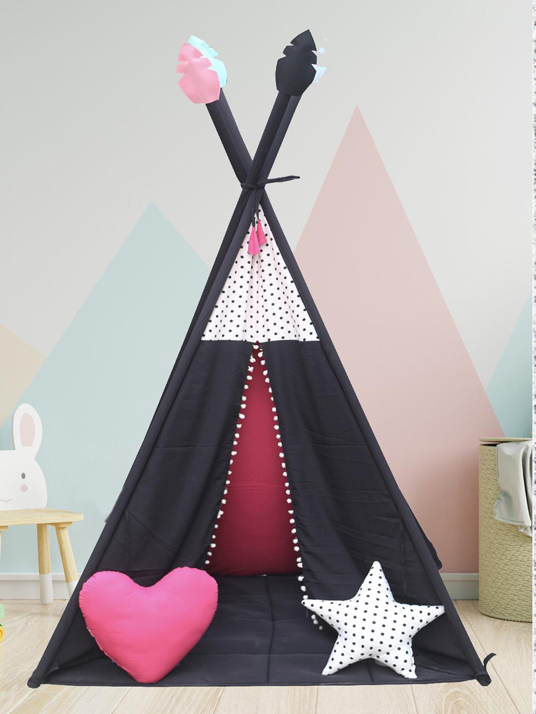 Buy My Gift Booth Pink Teppee Tent With Black Mat & 2 Cushions - Tent ...