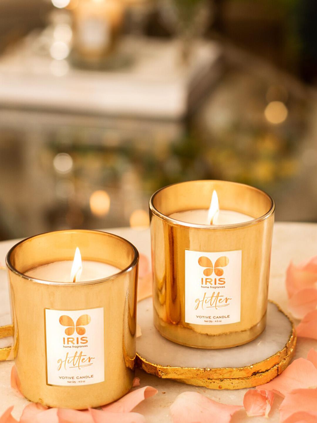 Buy Iris Glass Votive Single Scented 1 Wick Solid Geometric Regular Jar ...