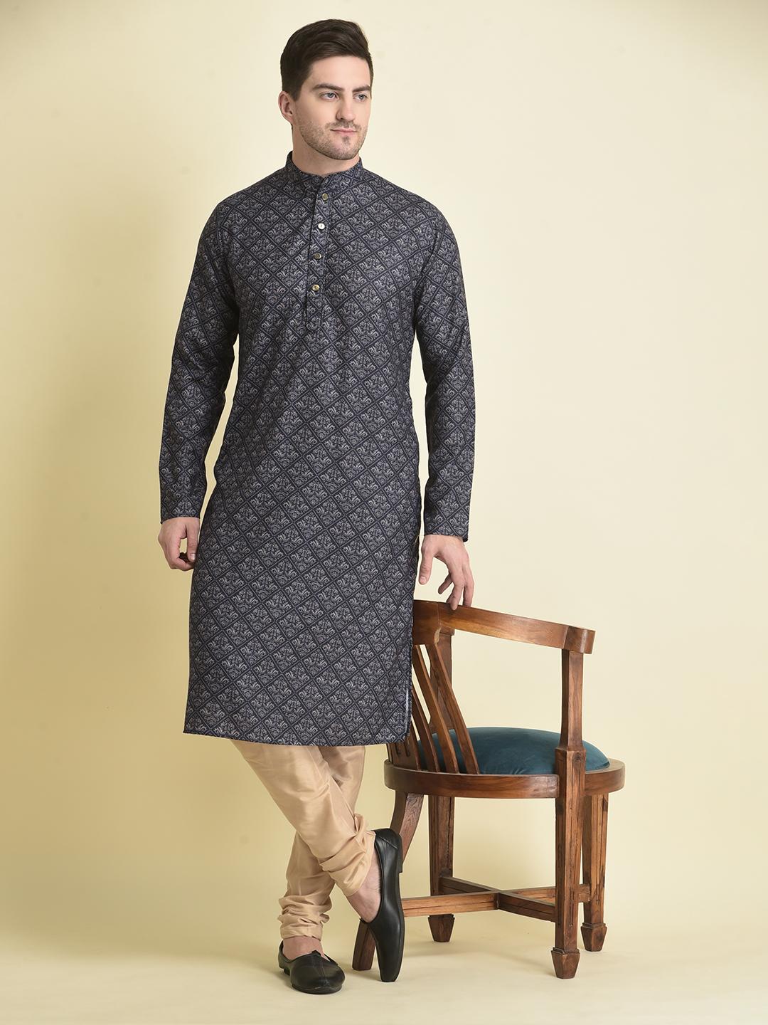 Buy TABARD Men Cotton Ethnic Motifs Printed Kurta - Kurtas for Men ...