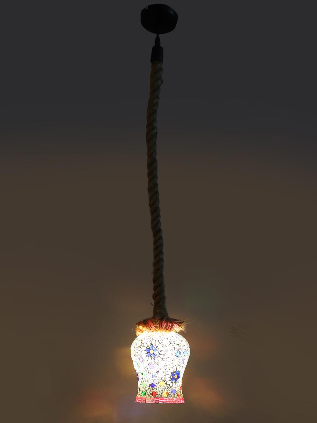 Buy MFD HOME FURNISHING White & Brown Textured Hanging Pendant Lamp ...