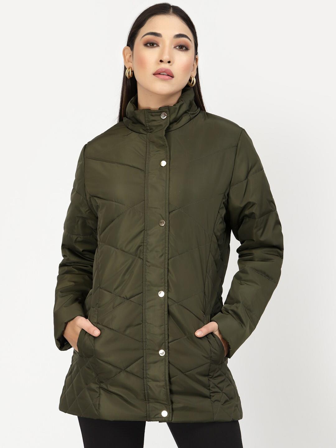 Buy Juelle Women Green Longline Padded Jacket - Jackets for Women ...
