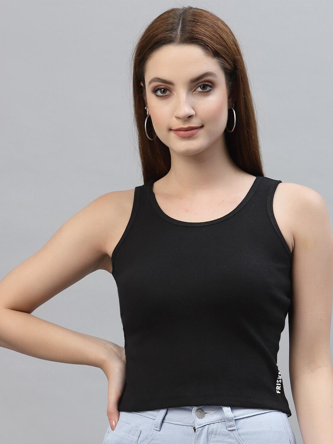 Buy Friskers Black Tank Crop Top - Tops for Women 20984784 | Myntra