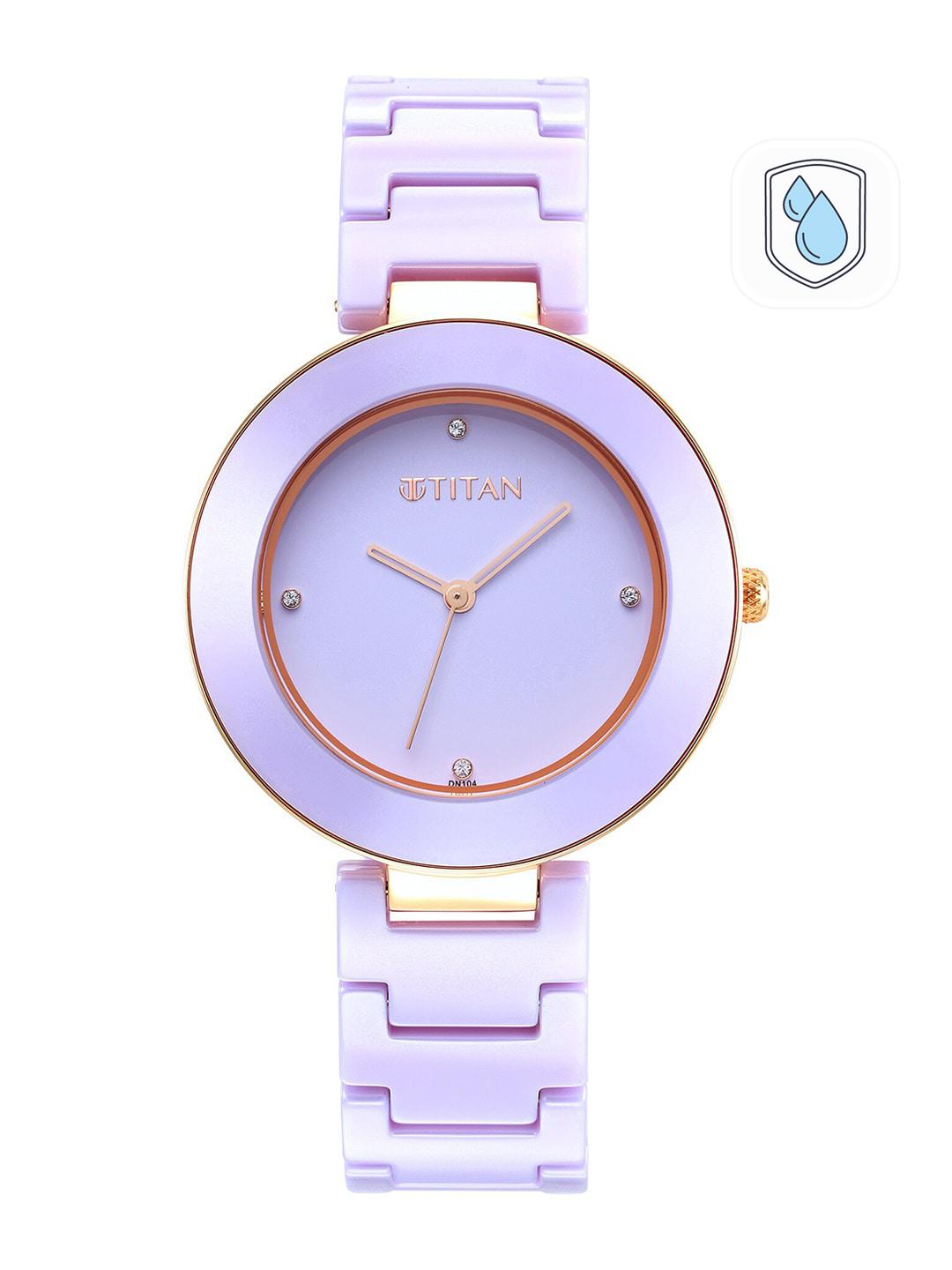 Buy Titan Purple Ceramics Quartz Analog With Lavender Dial Watch For ...