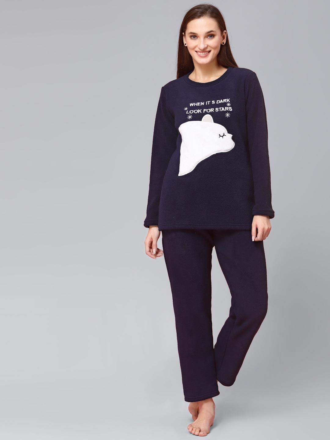 Buy Sweet Dreams Women Super Soft Polar Fleece Applique Winter Night ...