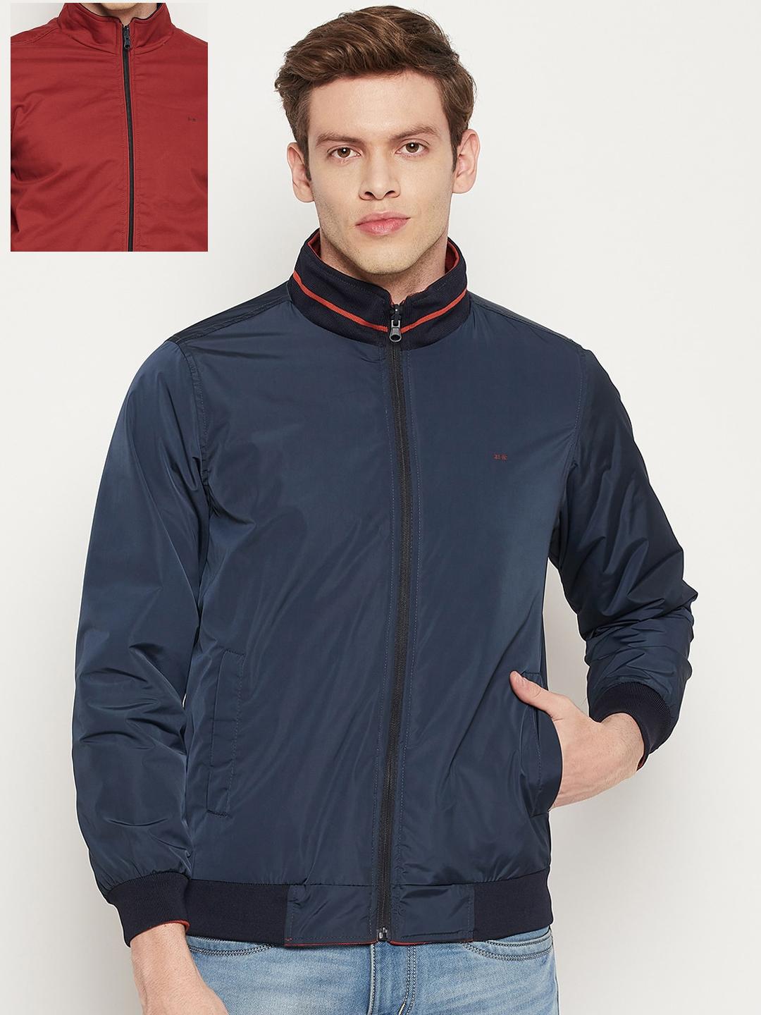 Buy Okane Men Rust Navy Blue Reversible Bomber Jacket - Jackets for Men ...