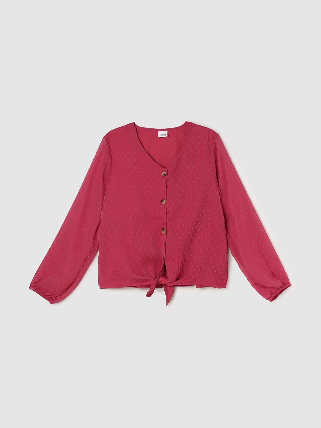 Buy Max Girls Waist Tie Up Shirt Style Top - Tops for Girls 21009782 ...
