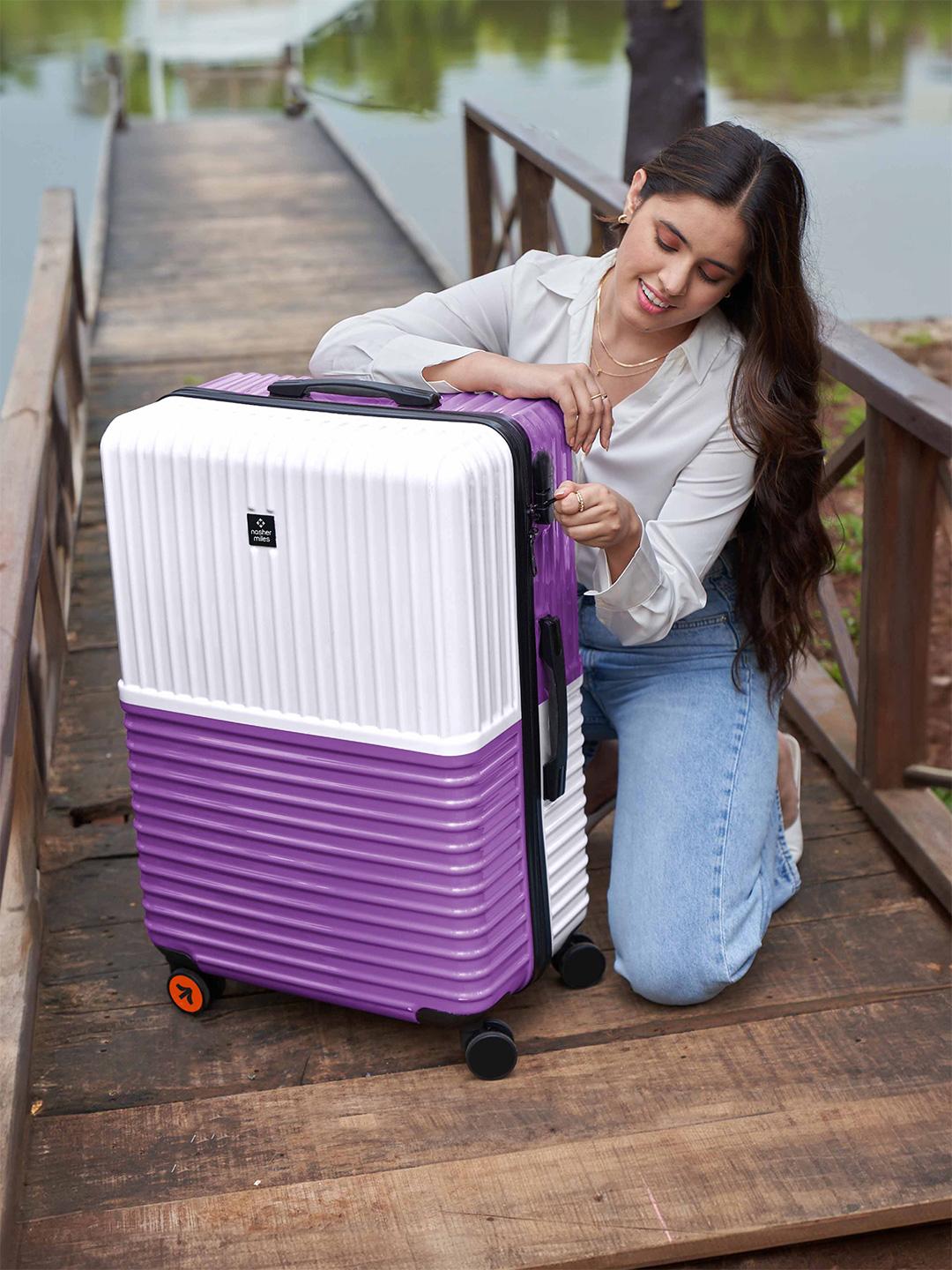Buy Nasher Miles Istanbul Hard Sided ABS And PC Medium White Purple ...