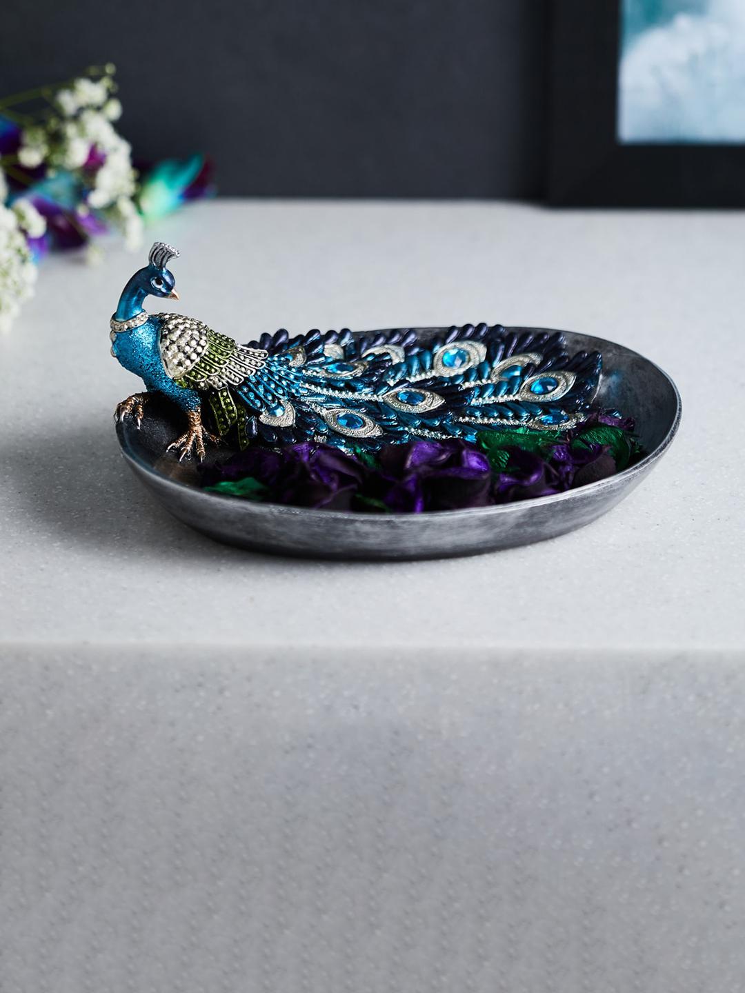 Buy Home Centre Blue Corsica Mayur Blue Peacock Carved Potpourri Bowl ...