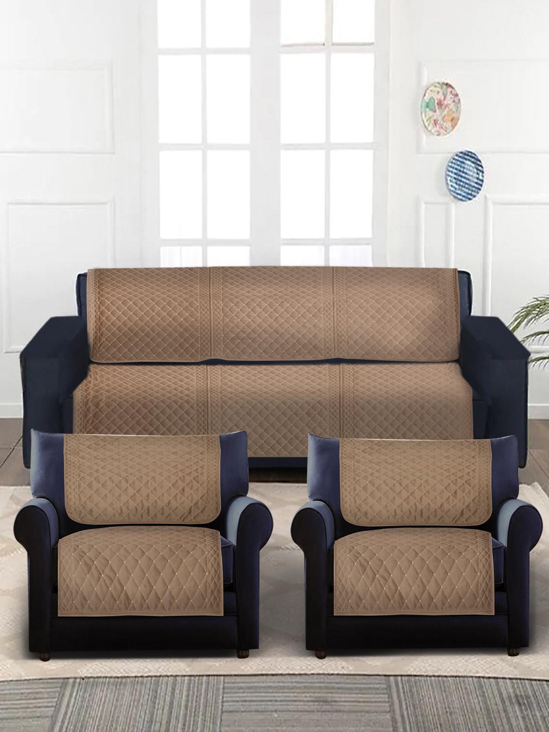 Buy Slushy Mushy Taupe Pack Of 10 Quilted Sofa Covers - Sofa Covers for ...