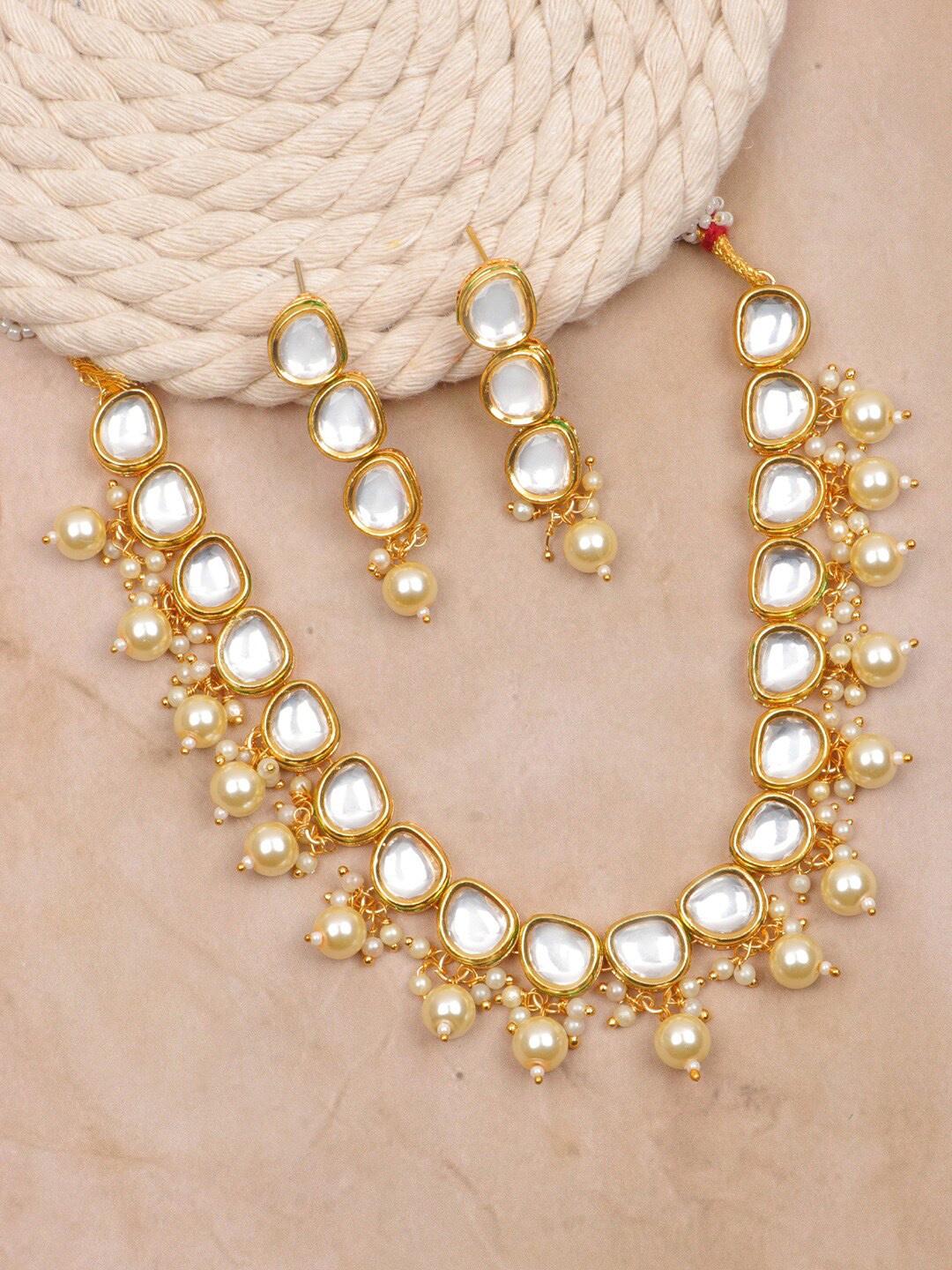 Buy SwaDev Gold Plated Kundan Studded Jewellery Set - Jewellery Set for ...