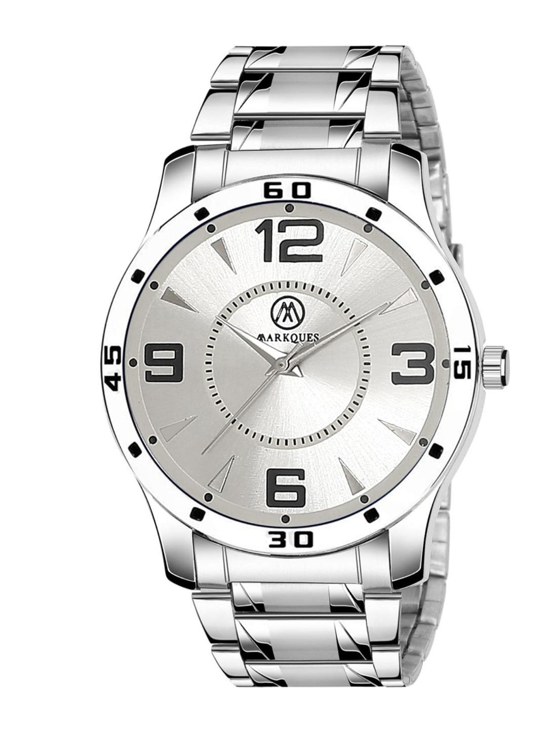 Buy MARKQUES Men Silver Dial & Stainless Steel Straps Analogue Watch ...