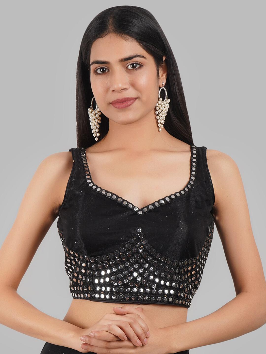 Buy Trendzmy Embellished Choli Cut Sweetheart Neck Saree Blouse - Saree ...