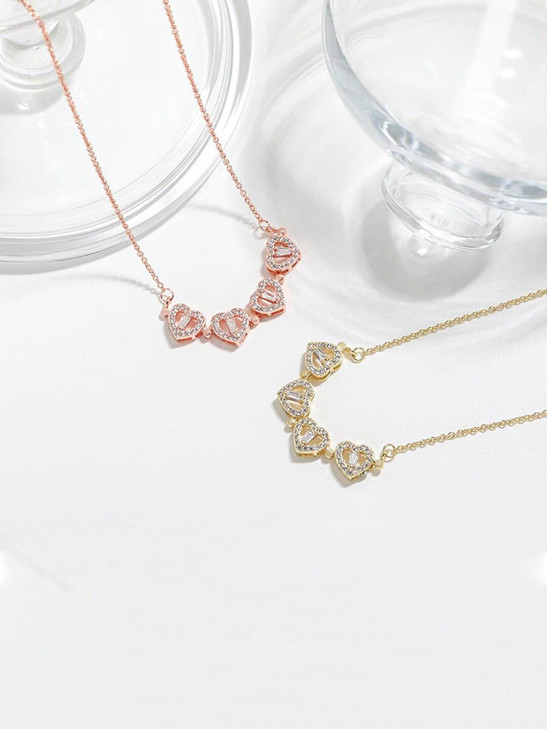 Buy Jewels Galaxy Set Of 2 Rose Gold & Gold Plated Clover 4 Hearts ...
