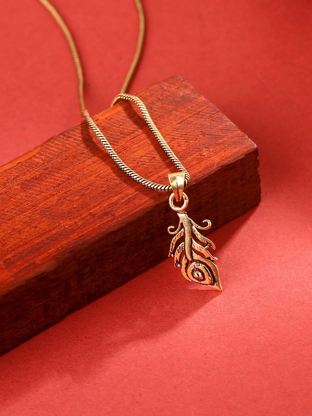 Buy VIRAASI Men Gold Plated Religious Mor Pankh Pendant Chain ...