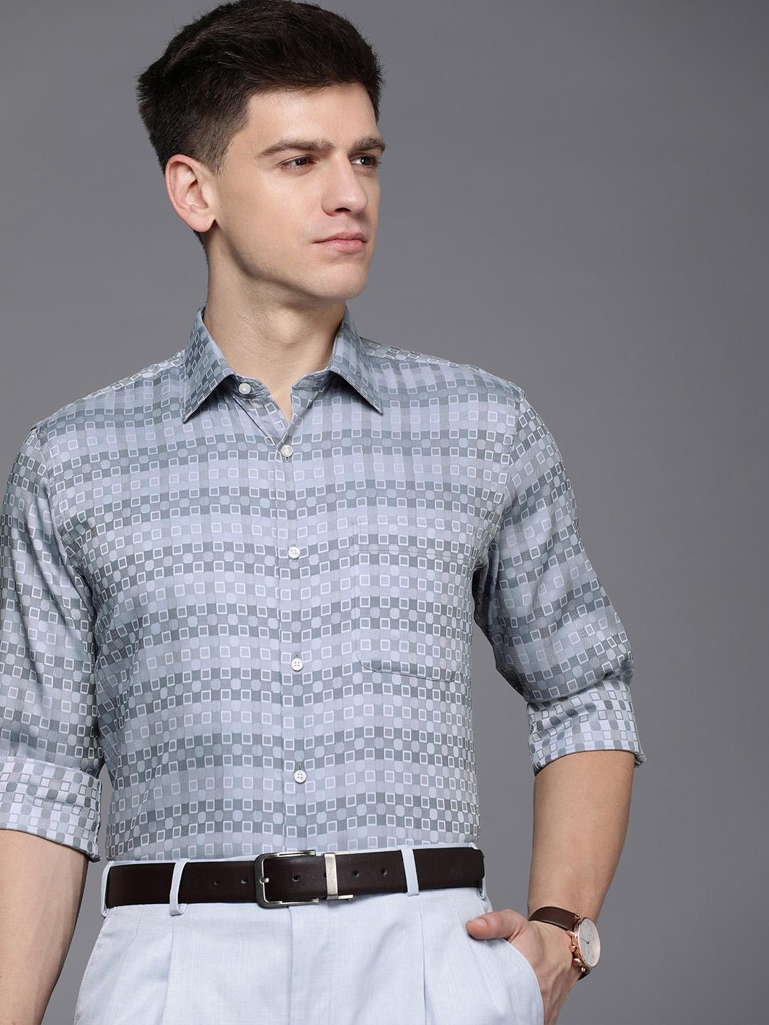 Buy Raymond Men Pure Cotton Checked Formal Shirt - Shirts for Men ...