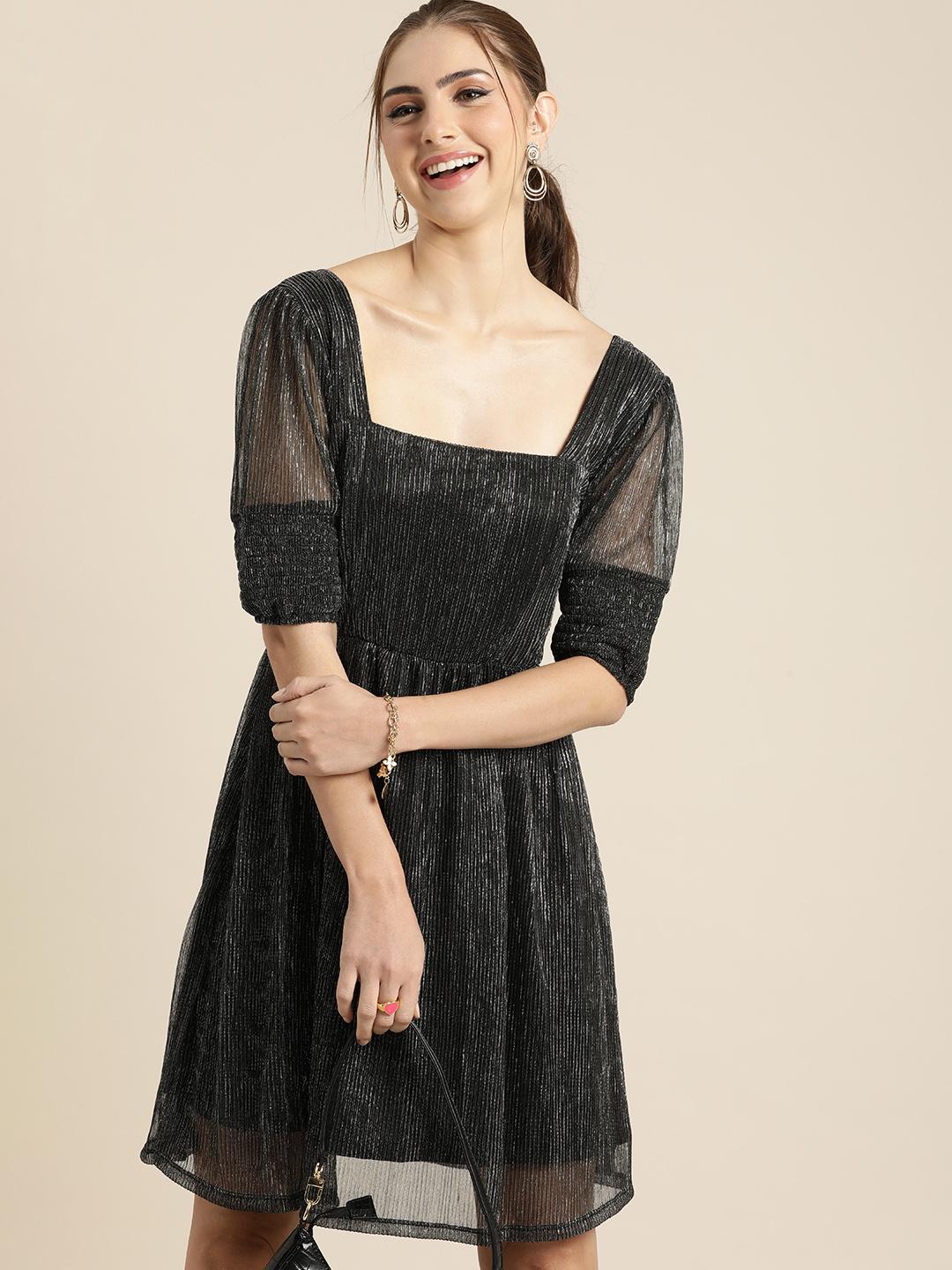 Buy Moda Rapido Square Neck Embellished Fit & Flare Dress - Dresses for ...