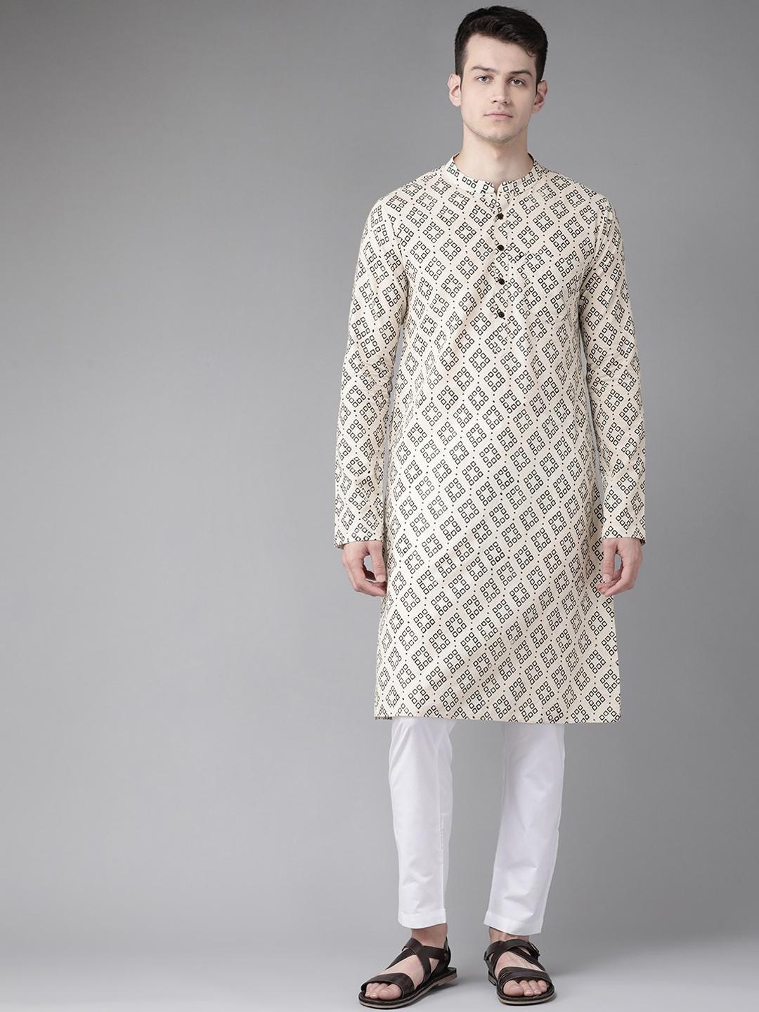 Buy See Designs Men Geometric Printed Block Print Pure Cotton Kurta ...