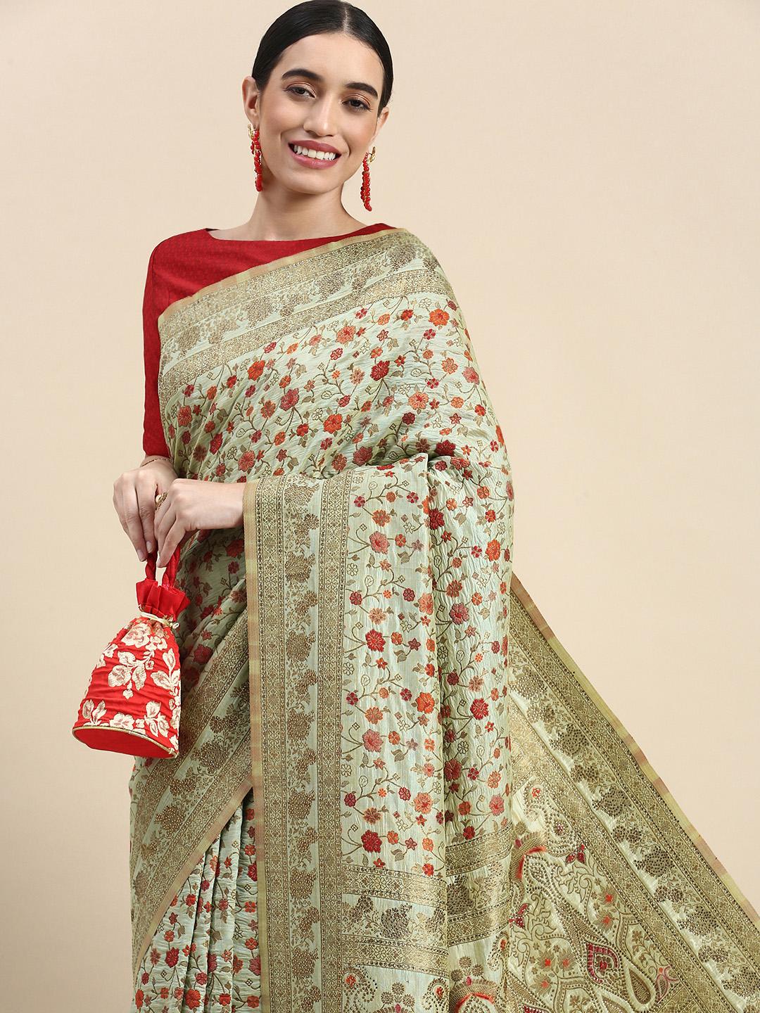 Buy MOHEY Floral Jaali Art Silk Saree - Sarees for Women 21254756 | Myntra