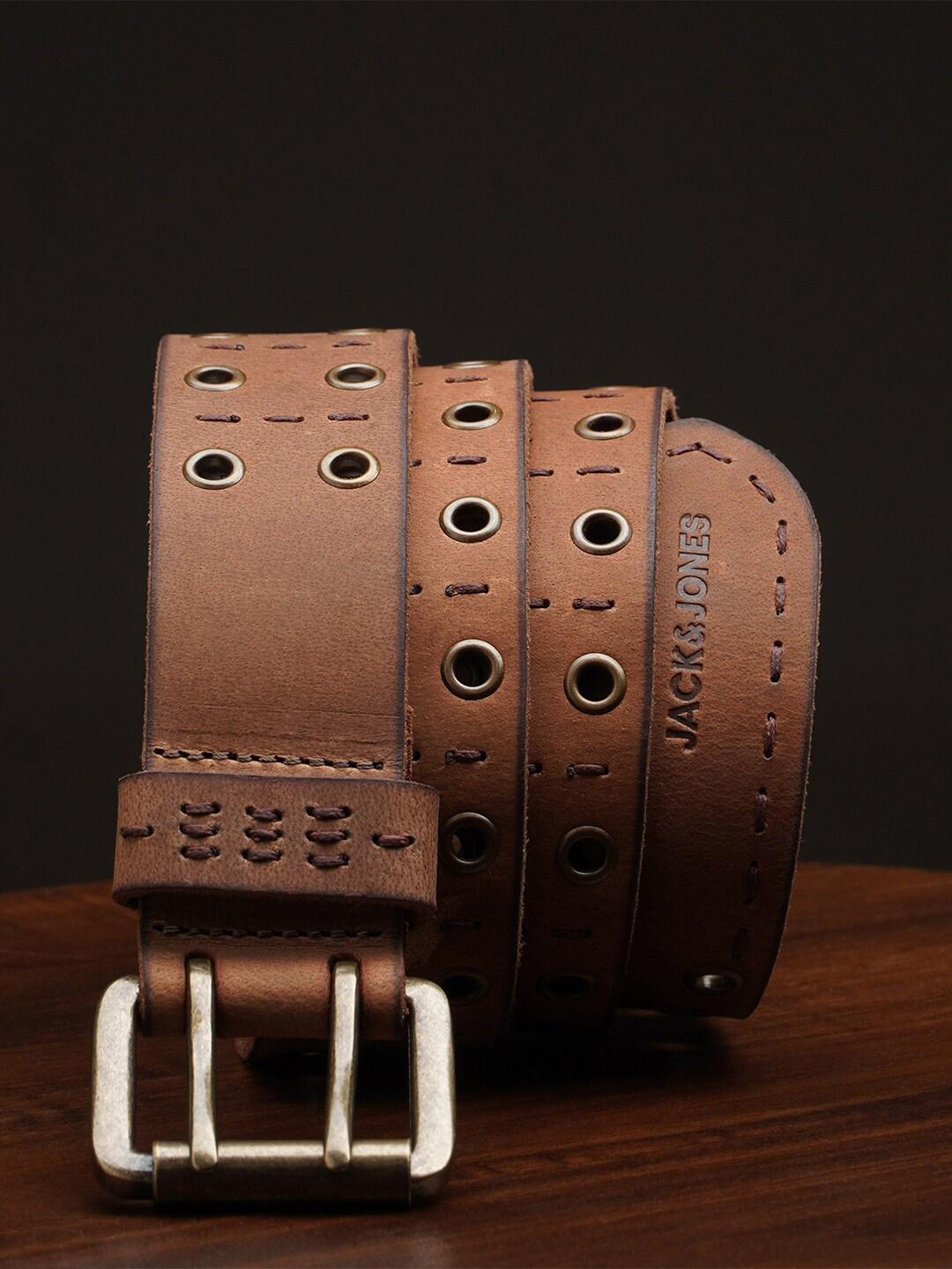 Buy Jack & Jones Men Textured Leather Belt - Belts for Men 21255242 ...