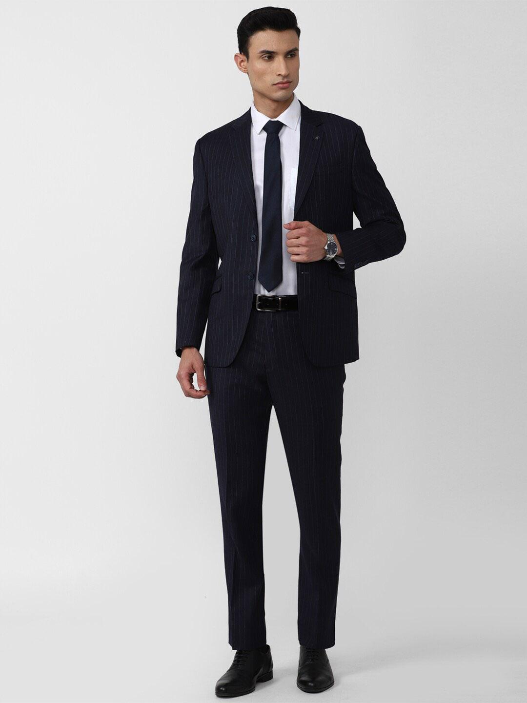 Buy Van Heusen Men Striped Single Breasted Slim Fit Two Piece Formal ...