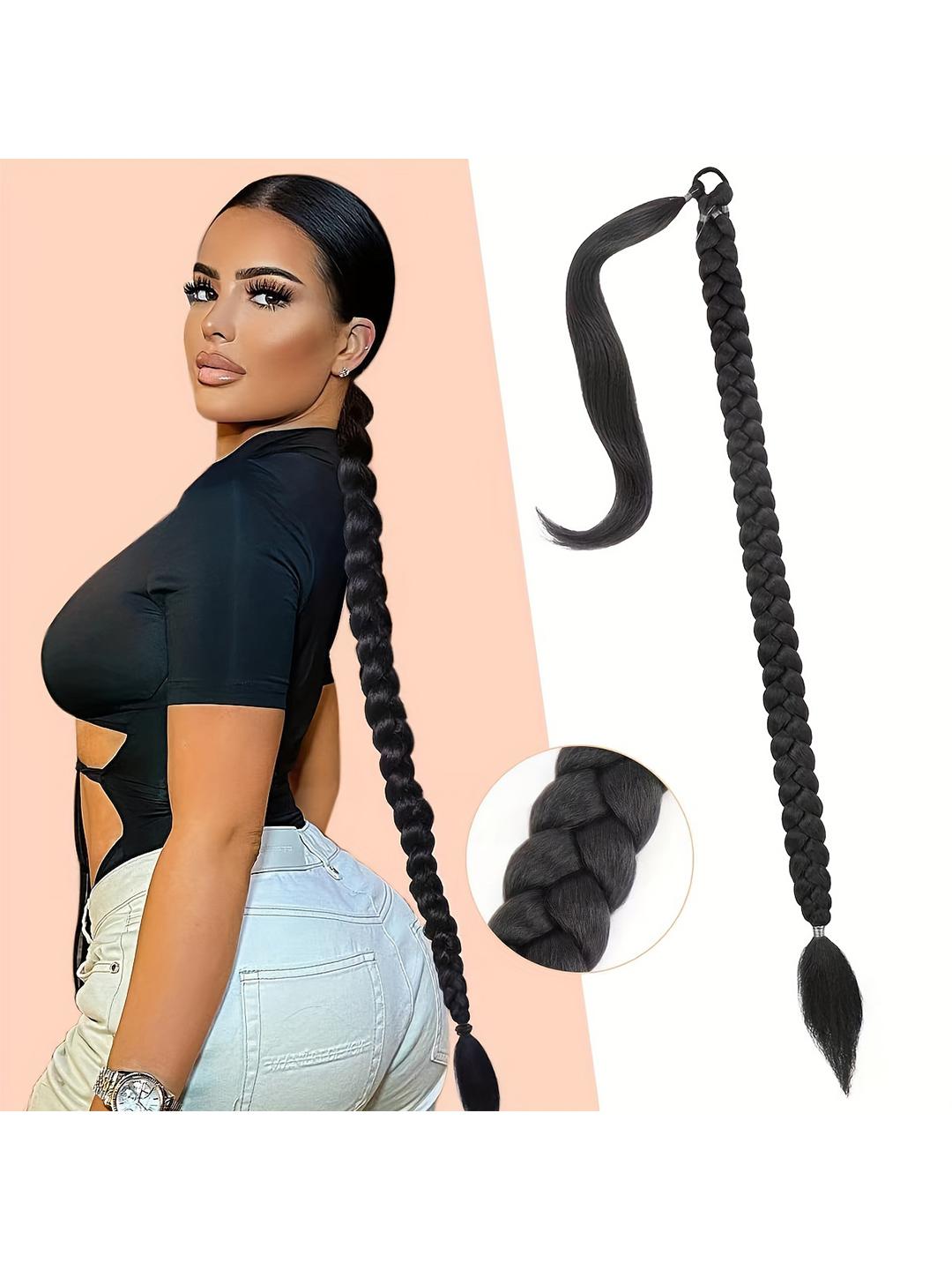 Buy CHRONEX 24" Wavy Long Ponytail Synthetic Braid Hair Extension ...