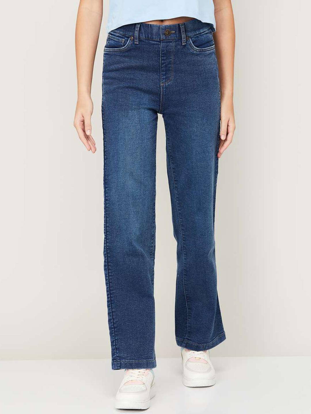 Buy Xpose Women Comfort High Rise Slip In Wide Leg Jeans - Jeans for ...