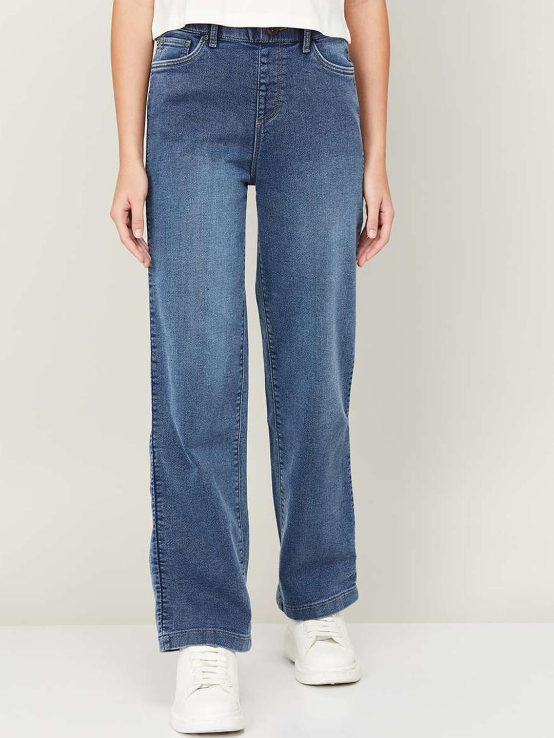 Buy Xpose Women Comfort High Rise Slip In Wide Leg Jeans - Jeans for ...