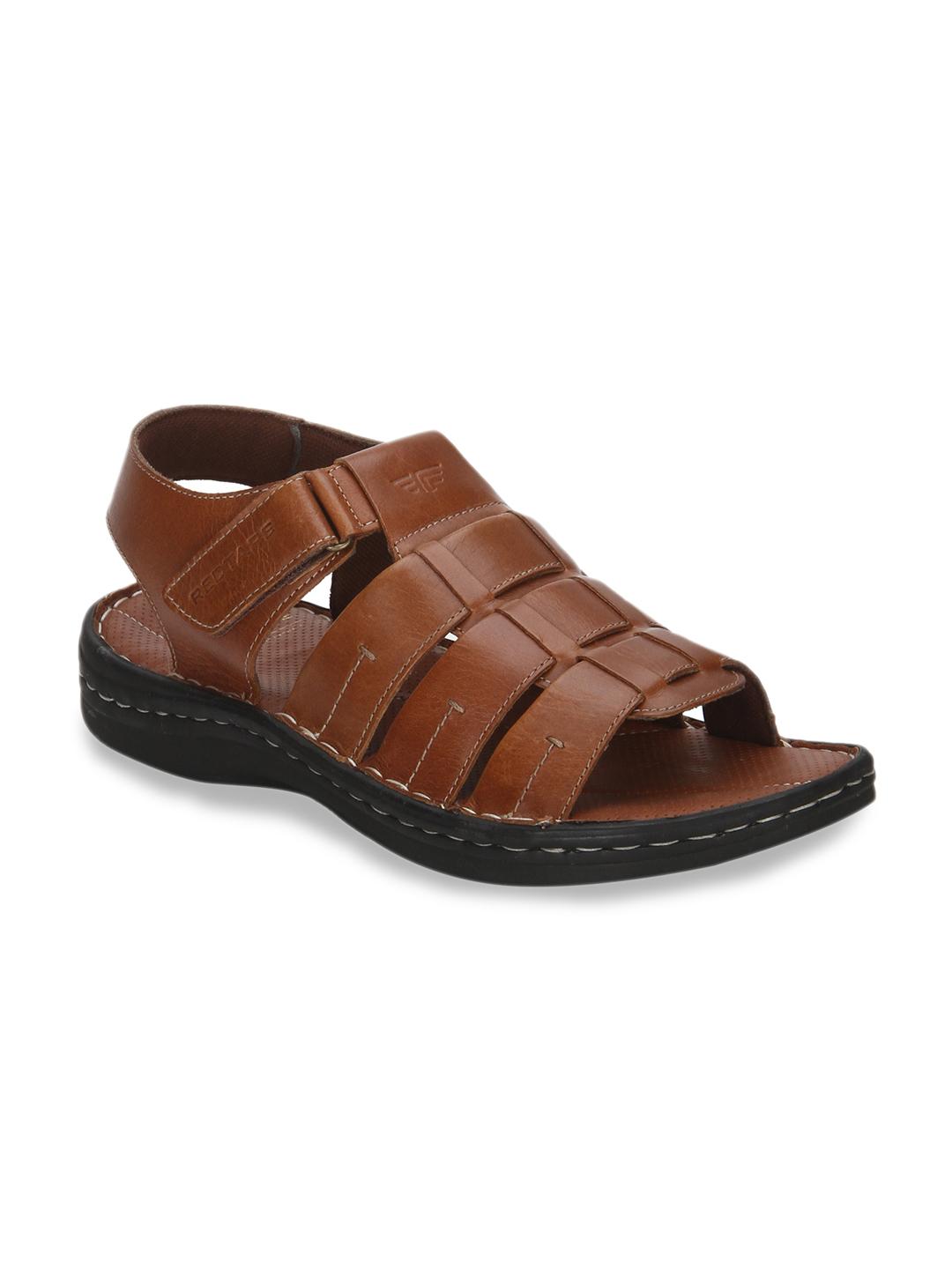 Buy Red Tape Men Tan Brown Leather Sandals - Sandals for Men 2128334 ...