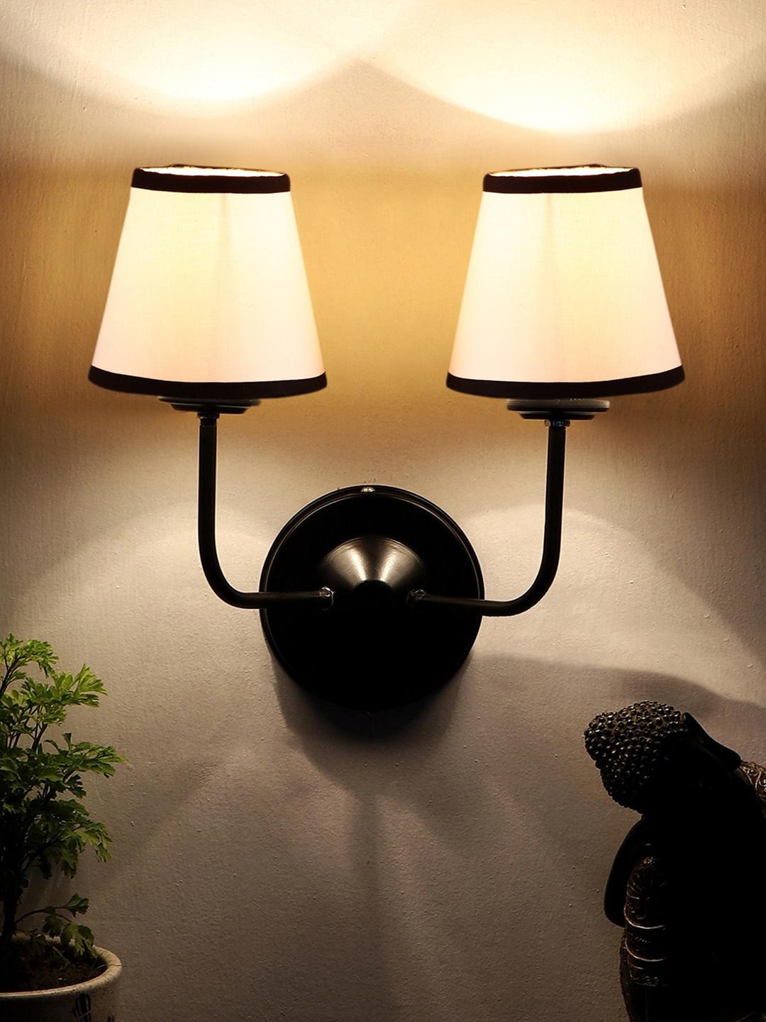 Buy Devansh White & Black Dual Wall Mounted Lamps - Wall Lamps for ...