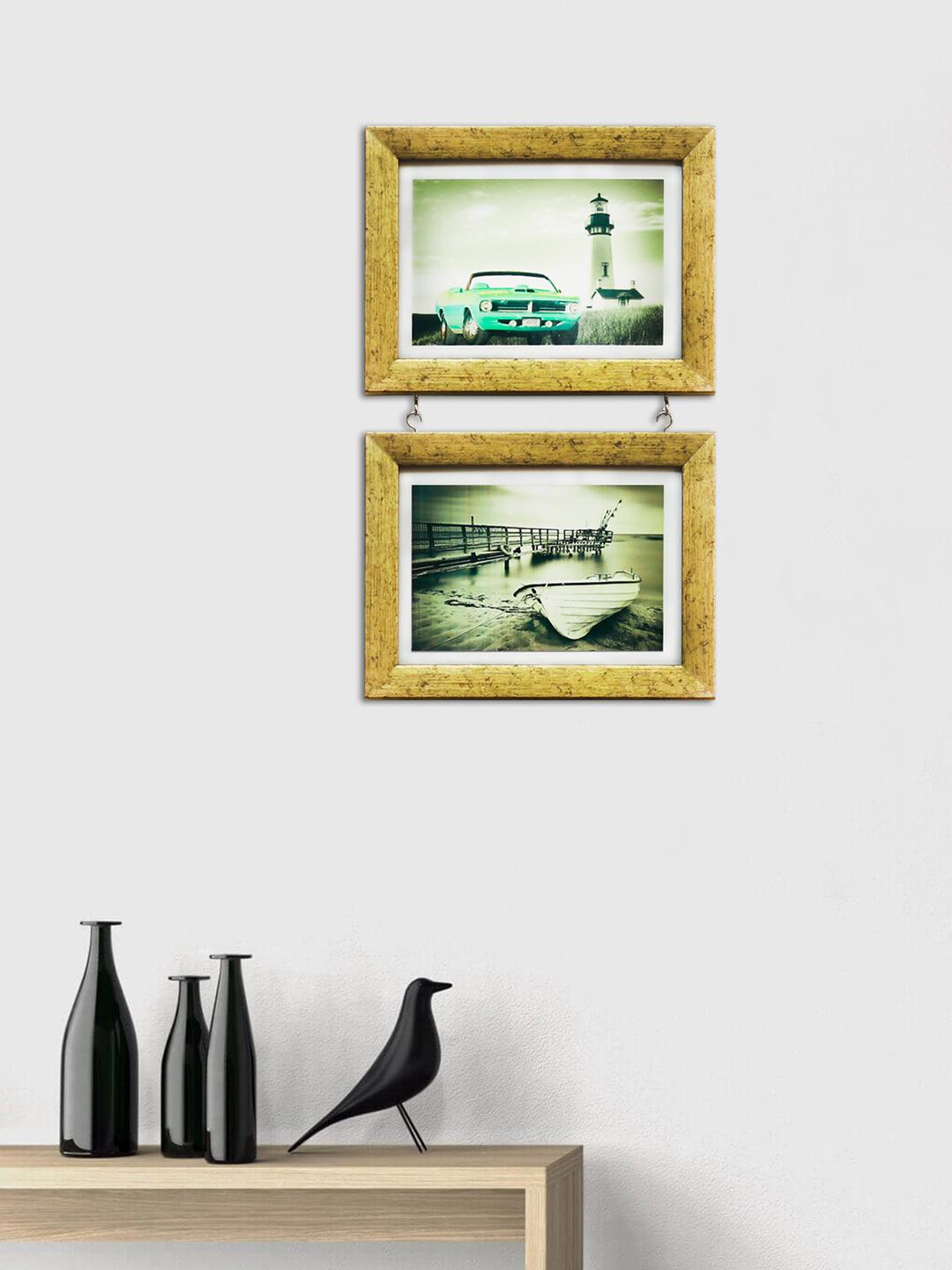Buy Art Street Set Of 2 Gold Toned Hanging Drop Photo Frames - Photo ...