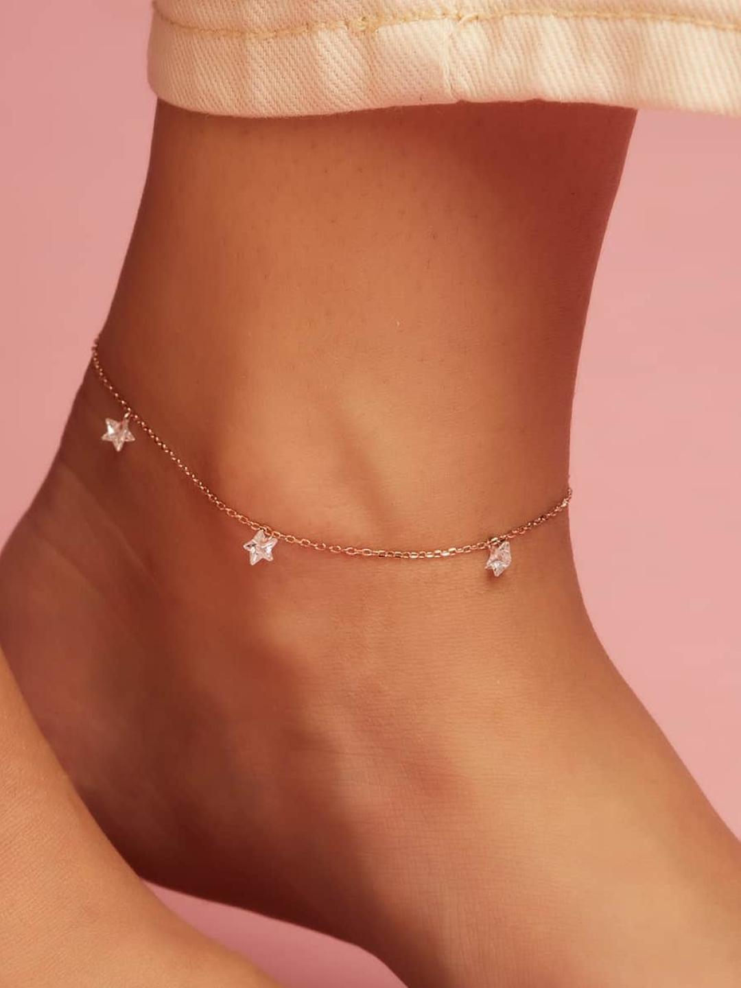 Buy Zavya Rose Gold Plated Star Charm Anklet - Anklet for Women ...