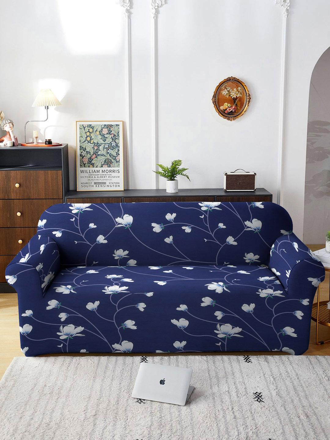 Buy Cortina Non Slip & Stretchable Floral Polyester Straight 3 Seater ...