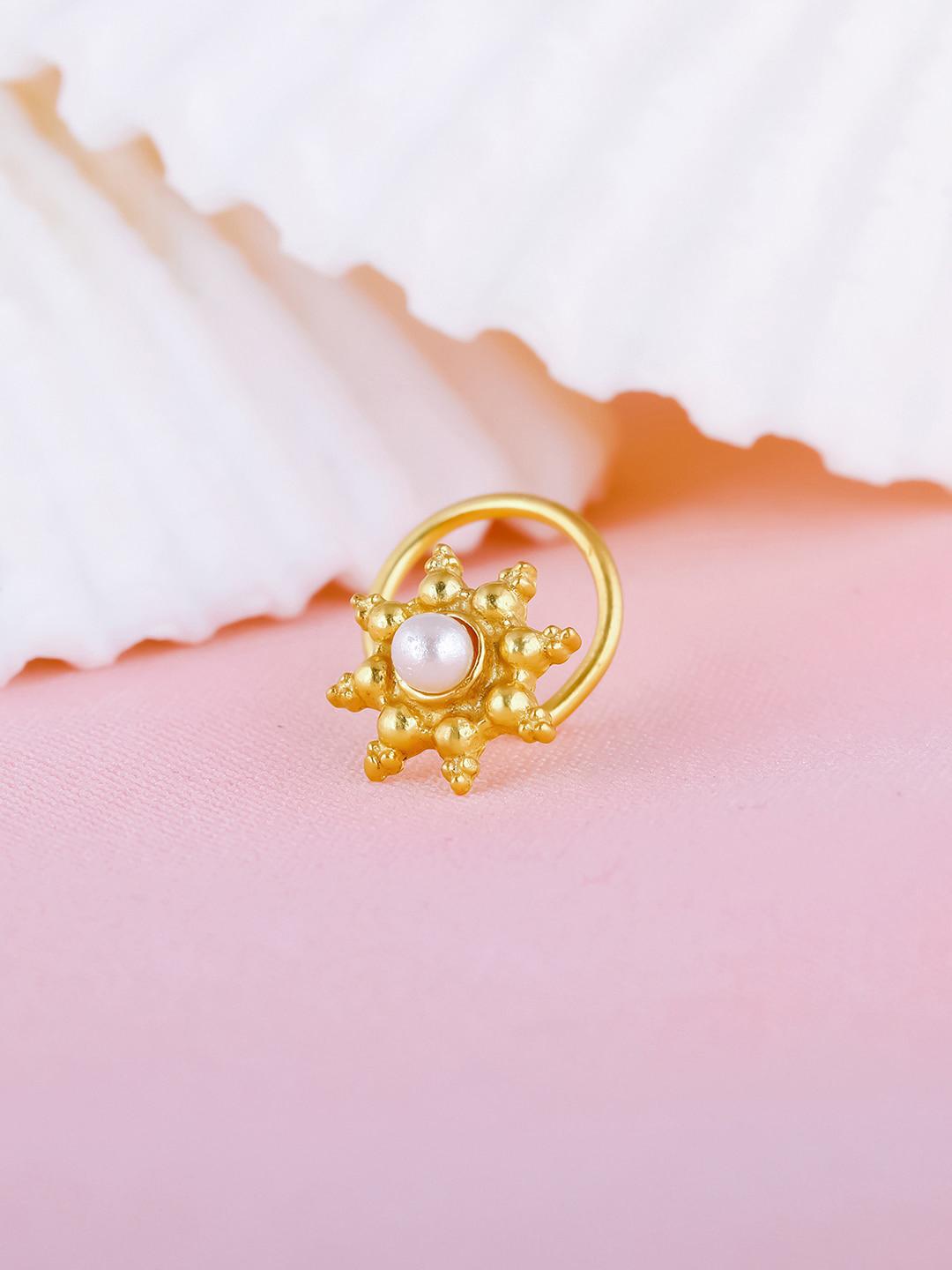 Buy GIVA 925 Sterling Silver Gold Plated Beaded Nose Pin - Nosepin for ...