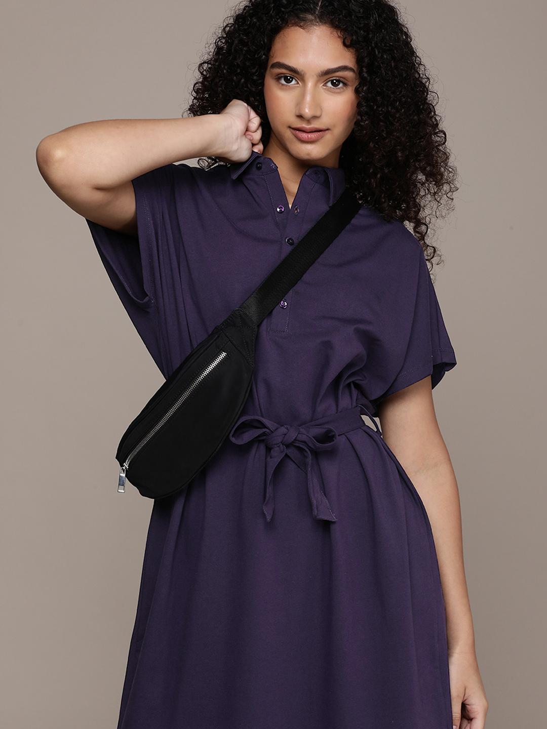 Buy FCUK Extended Sleeves T Shirt Dress Comes With Same Fabric Belt ...