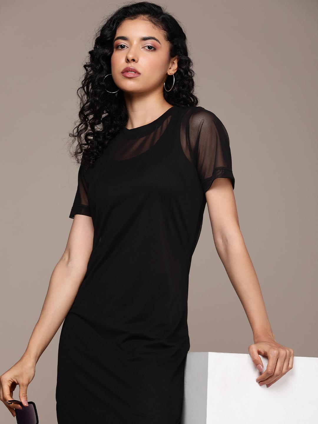 Buy FCUK Net Sheath Midi Dress - Dresses for Women 21344994 | Myntra