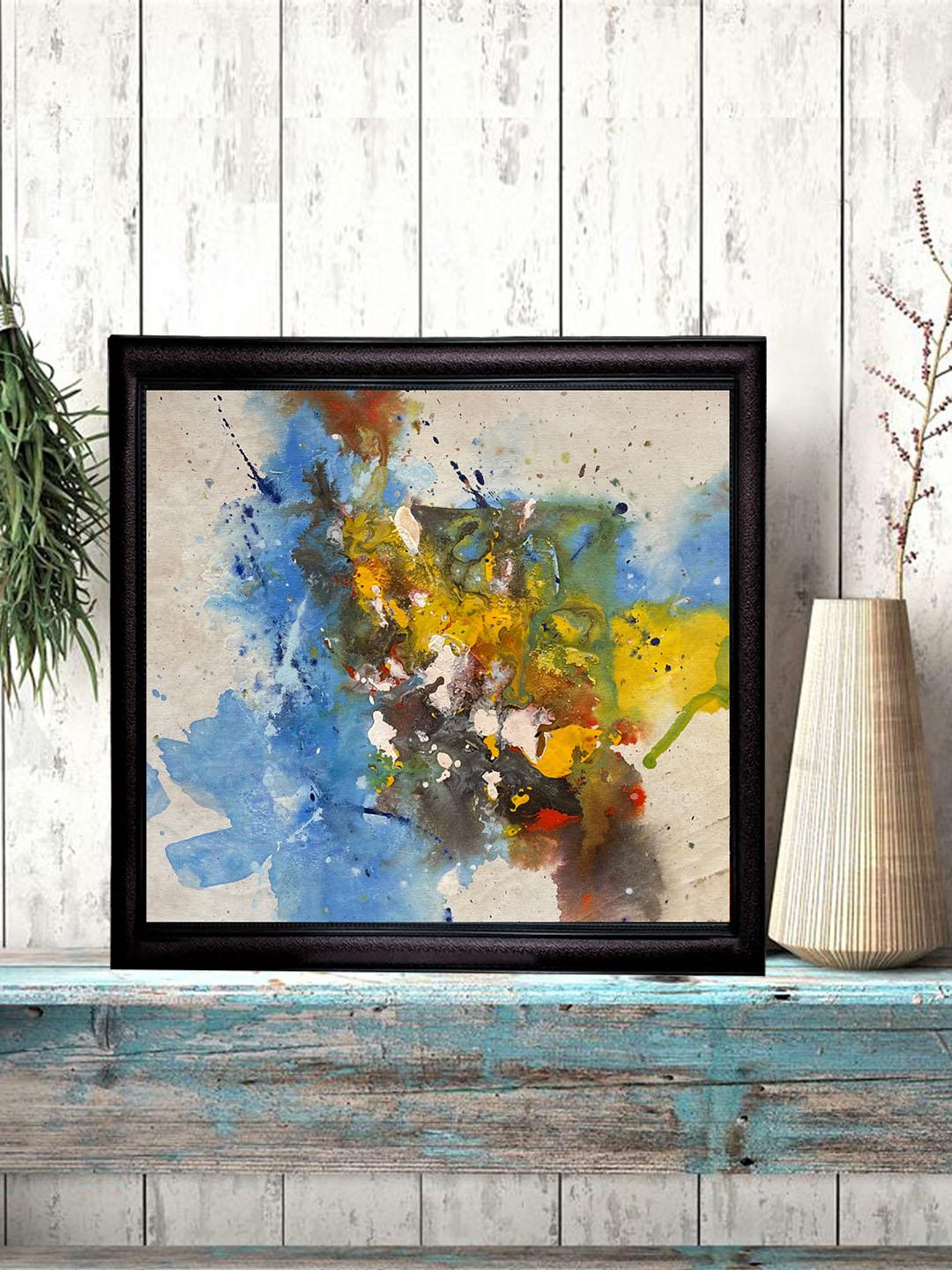 Buy Gallery99 Colours For Happy Life Blue And Yellow Abstract Canvas ...