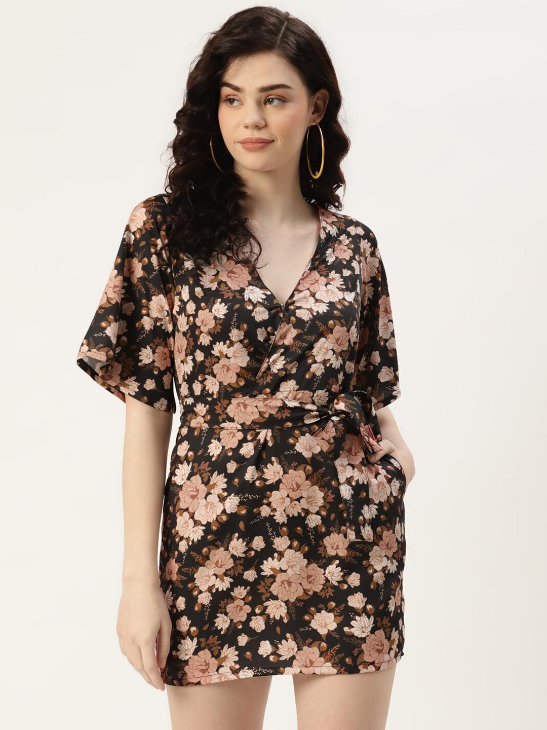 Buy Sleek Italia Floral Printed Crepe Sheath Mini Dress - Dresses for ...
