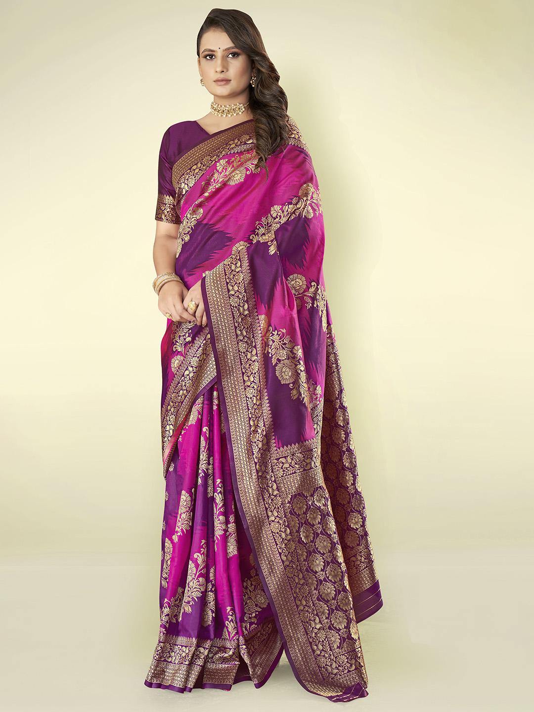Buy MANOHARI Woven Design Zari Silk Blend Banarasi Saree - Sarees for ...