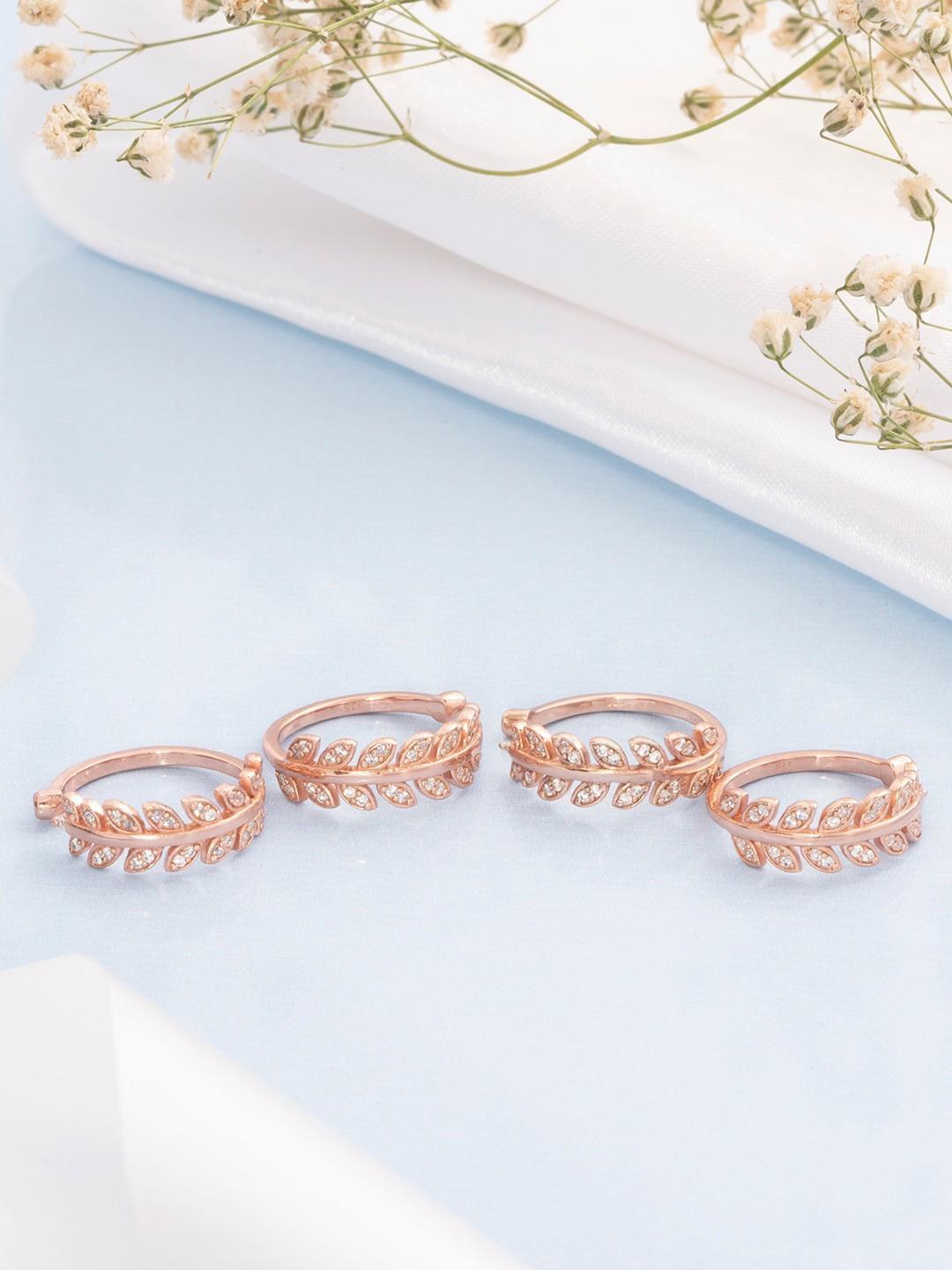Buy Zavya Set Of 2 Rose Gold Plated Sterling Silver Toe Rings - Toe ...