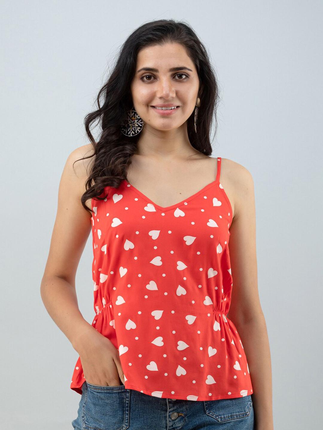 Buy FLAMBOYANT Red & White Print Top - Tops for Women 21370662 | Myntra