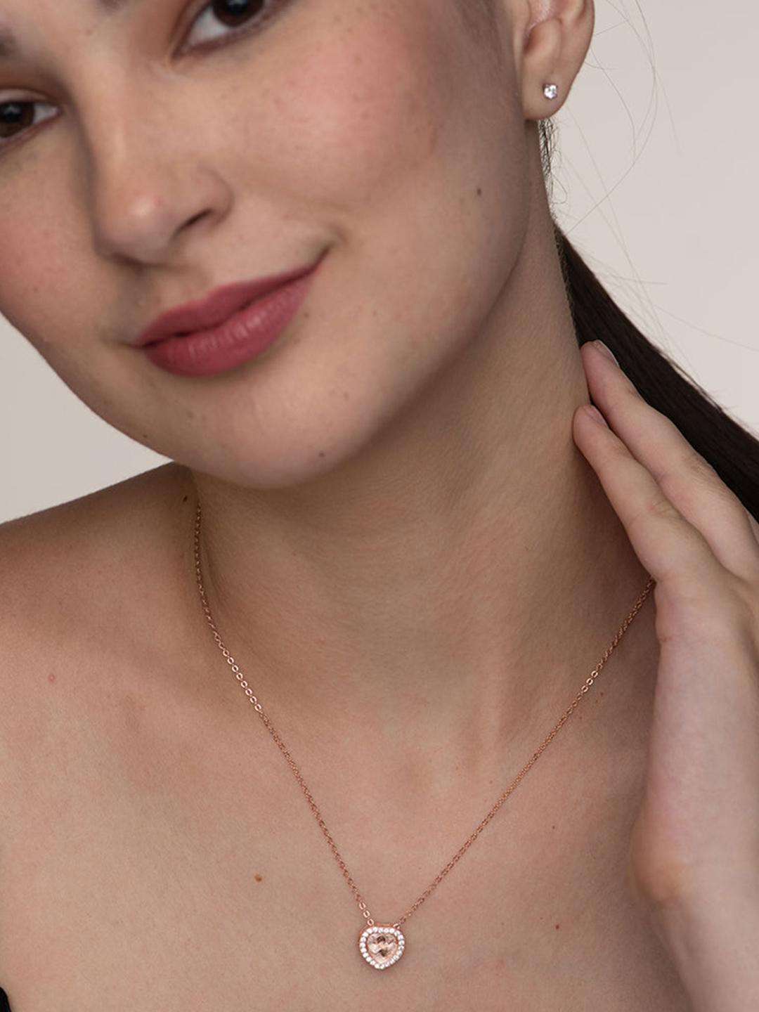 Buy PALMONAS 18k Sterling Silver Rose Gold Plated Holographic Heart ...