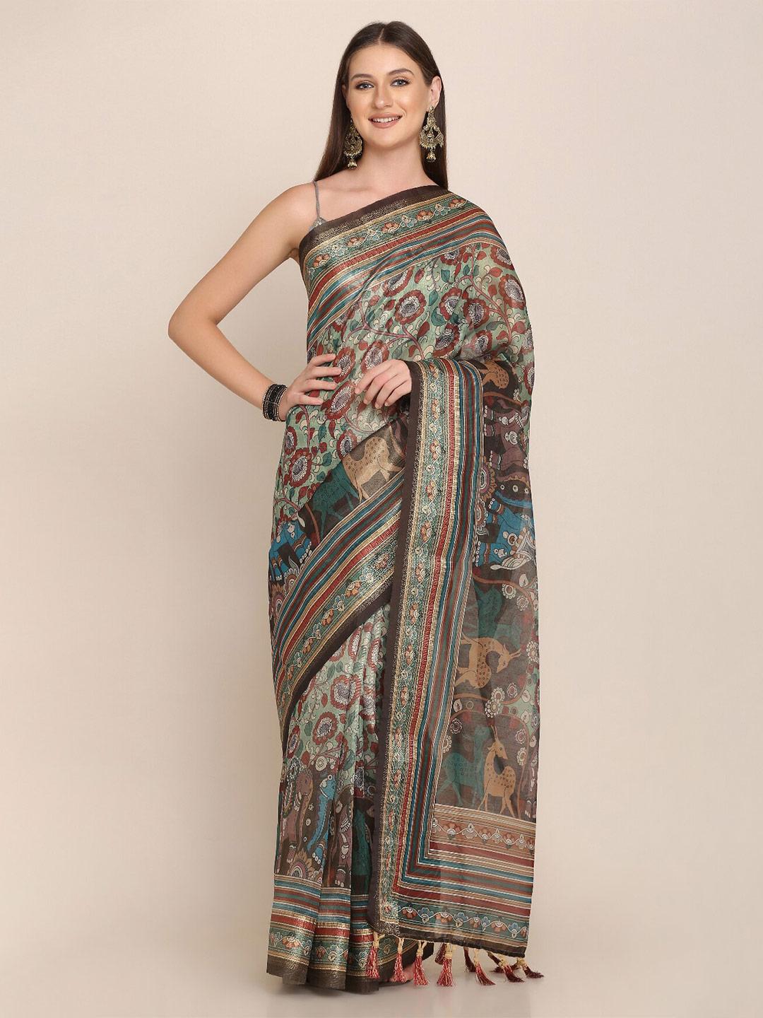 Buy Kaizen TEXO FAB Kalamkari Zari Maheshwari Saree - Sarees for Women ...