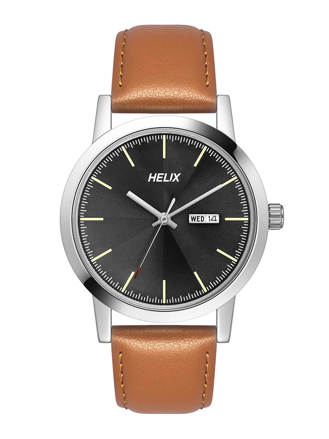 Buy Helix By Timex Black Round Dial Analog Leather Men Watch TW047HG00 ...