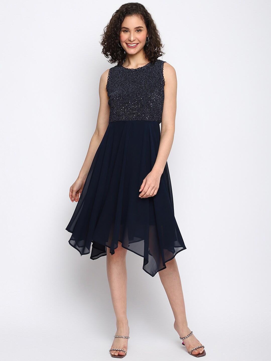 Buy Latin Quarters Self Design Round Neck A Line Midi Dress - Dresses ...