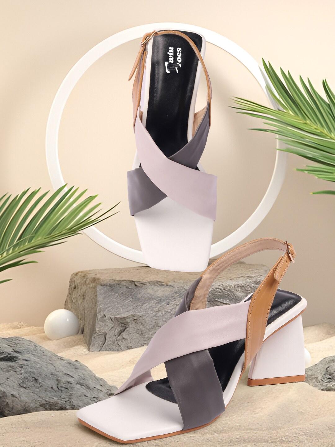 Buy TWIN TOES Colourblocked Block Heels - Heels for Women 21455366 | Myntra