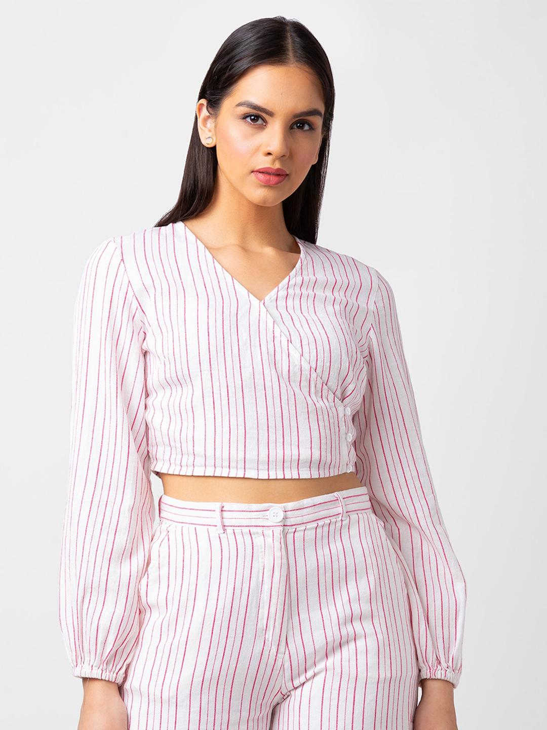 Buy SPYKAR Striped Wrap Crop Cotton Top - Tops for Women 21491936 | Myntra